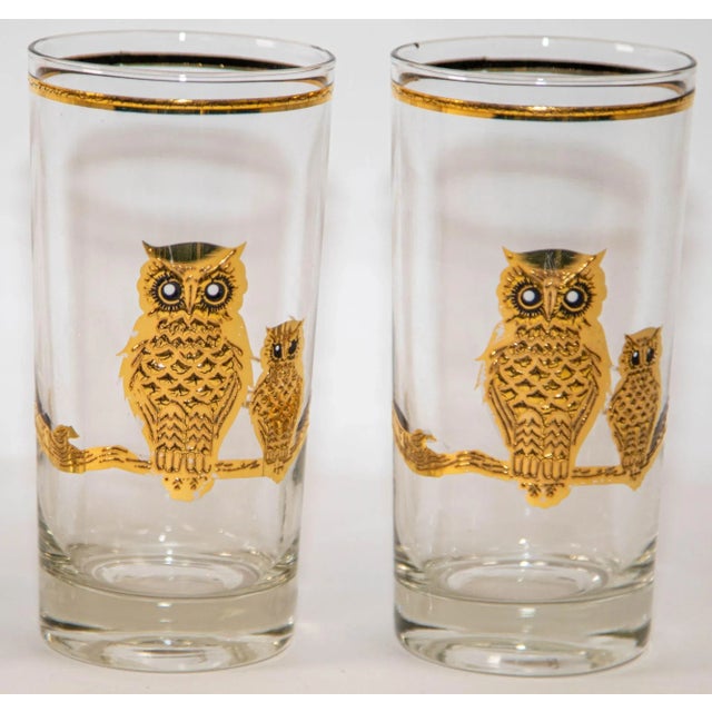 1950's Vintage Culver Ltd Highball Drinking Glasses With 22k Gold Owls ...