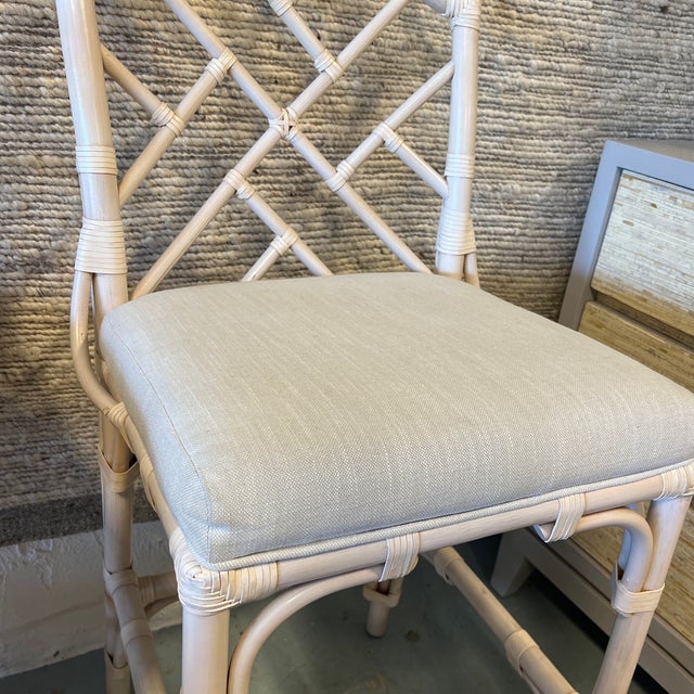 Late 20th Century Pair of Faux Bamboo Chippendale Bar Stools | Chairish