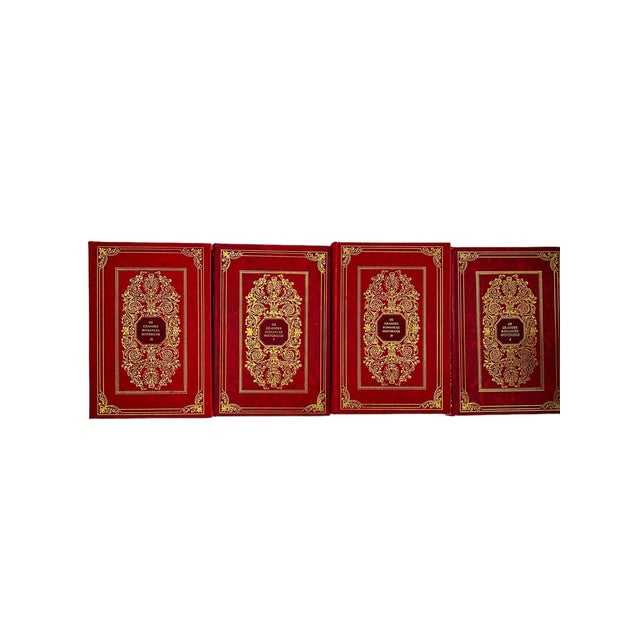 Red Leather Bound Classic Books With Gold Embossed Detailing, Alexandre ...