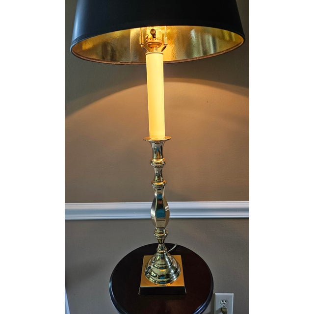Late 20th Century Baldwin Brass Candlestick Lamp | Chairish