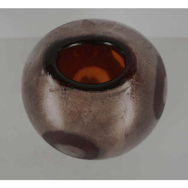 Amber Studio Art Glass Vase With Patinated Surface and Circles by Aaron ...
