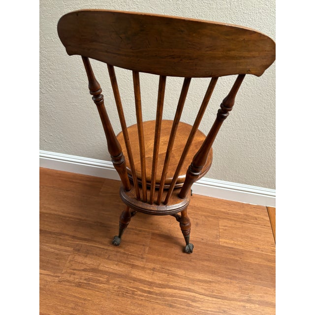Early 20th Century Antique Wood Piano Chair With Backrest | Chairish