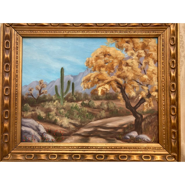 1973 Original Desert Landscape Oil Painting by Roger Kuntz, Framed ...