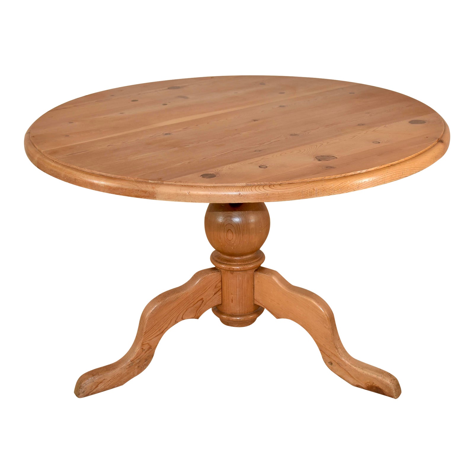 English Pine Pedestal Breakfast Table, Circa 1900 | Chairish