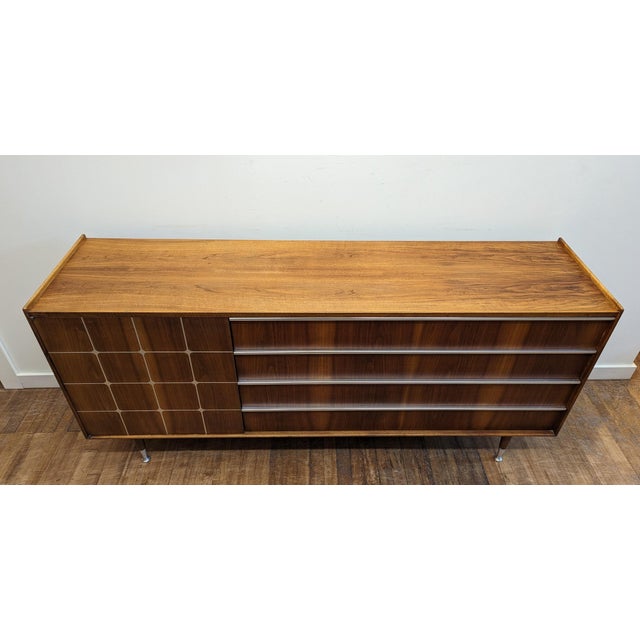 Edmond J. Spence Mid Century Walnut Credenza Sideboard With Inlay ...