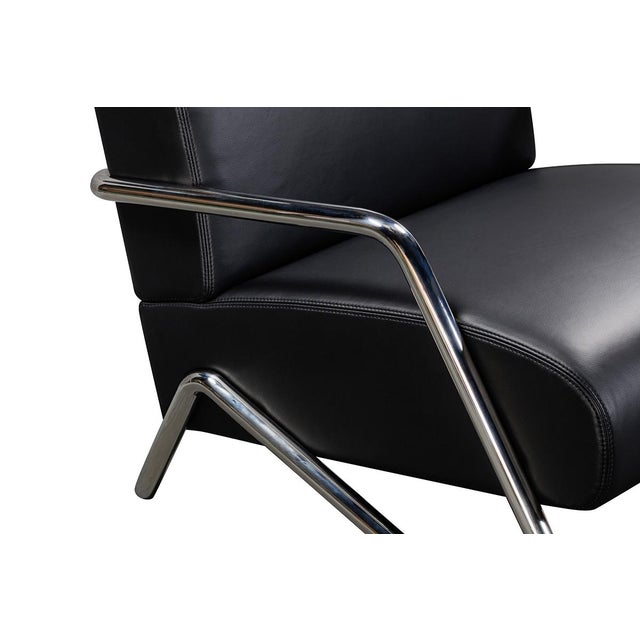 Chrome Leather Lounge Chair | Chairish