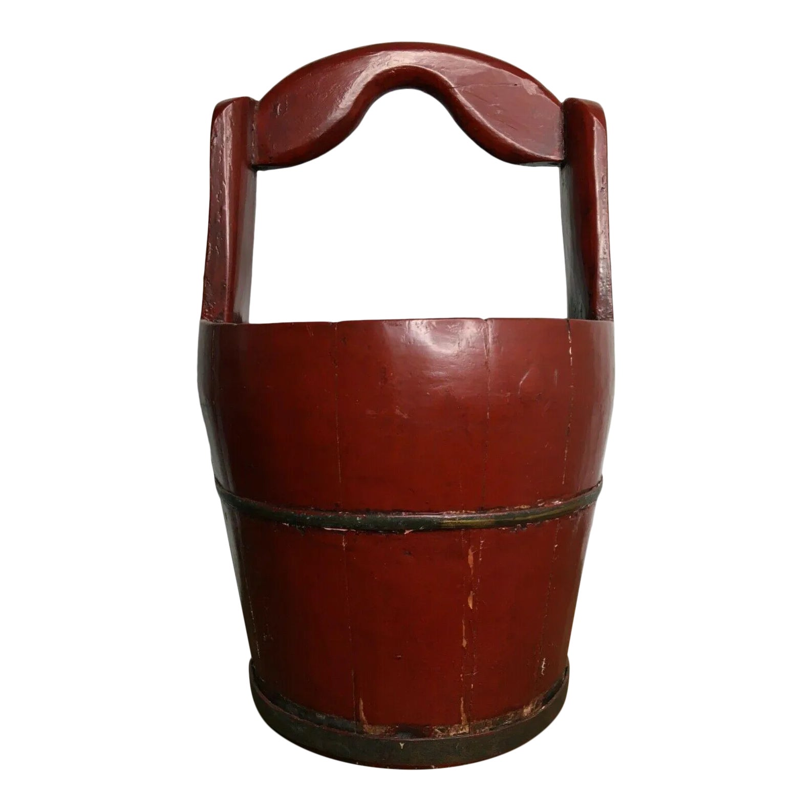 Antique Hand Carved Chinese Water Bucket | Chairish