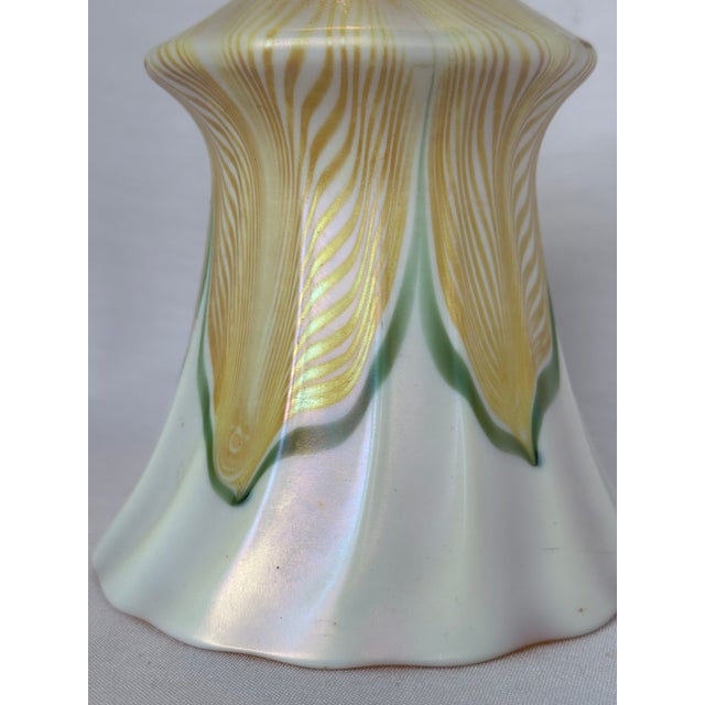 Quezal Pulled Feathers Glass Shade, Early 1900's Art Nouveau Opal ...