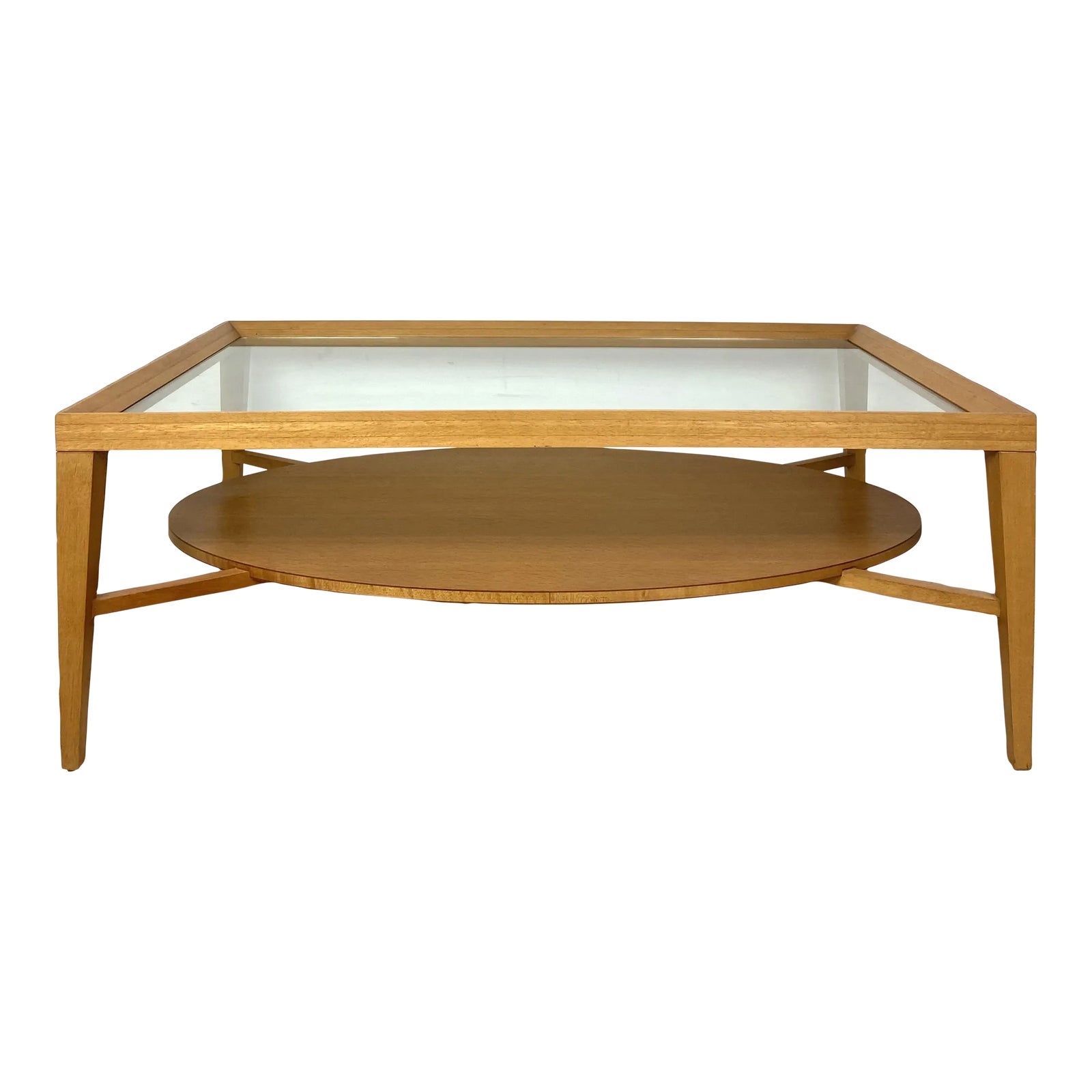 Late 20th Century Bernhardt Design 2-Tier Rectangular Blonde Wood ...