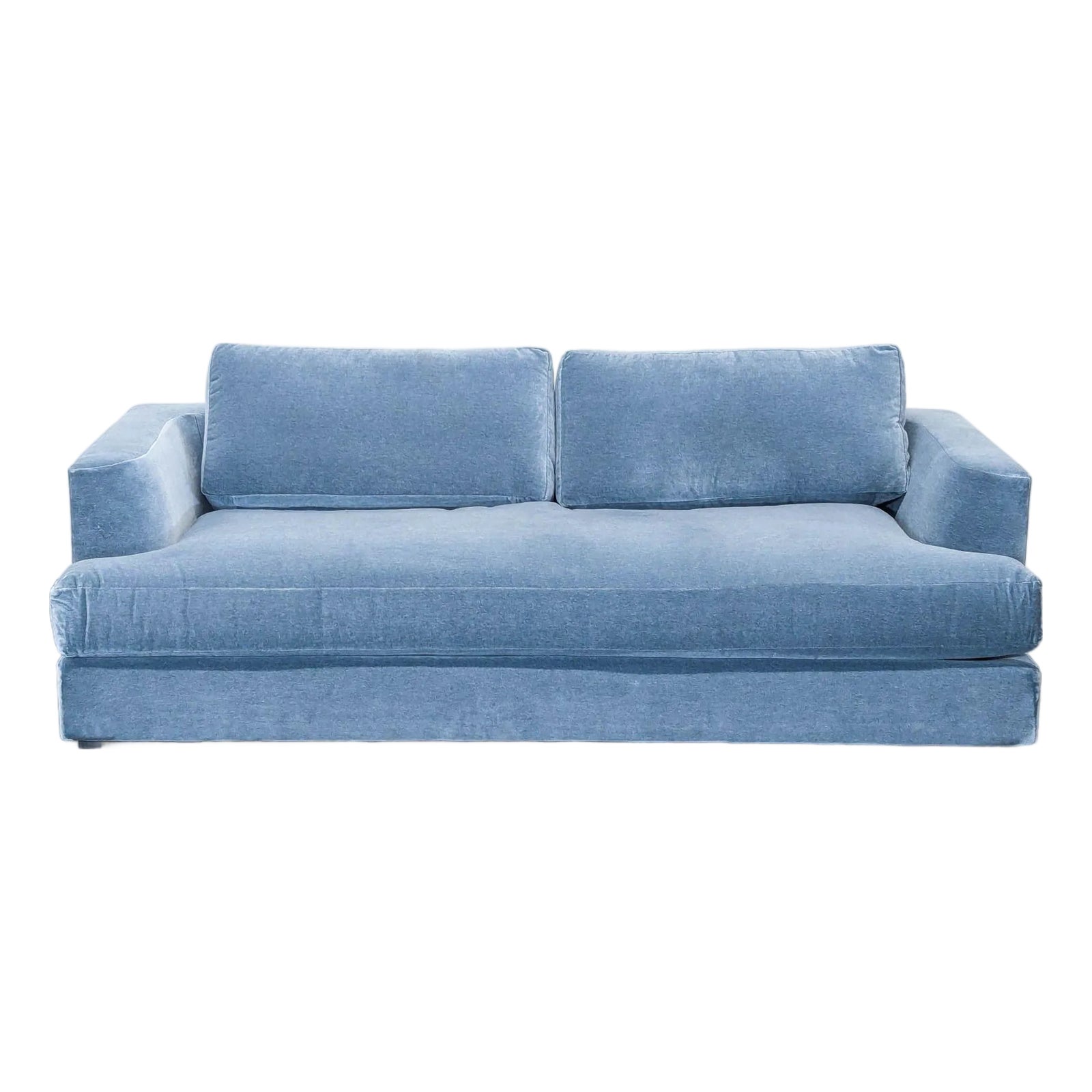 Maiden Home Varick Modern 3-Seat Sofa in Soft Blue Upholstery | Chairish