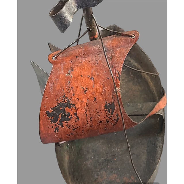 Antique Metal Viking Ship Ashtray Cigar Boat Smoke Stand Match Holder ...