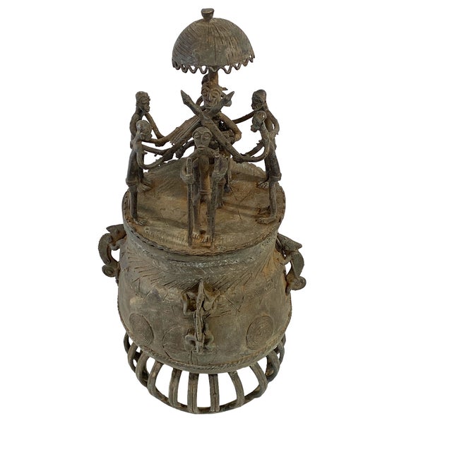 African Cast Bronze Vessel Kuduo Ashanti Tribe Ghana 12.25" H | Chairish