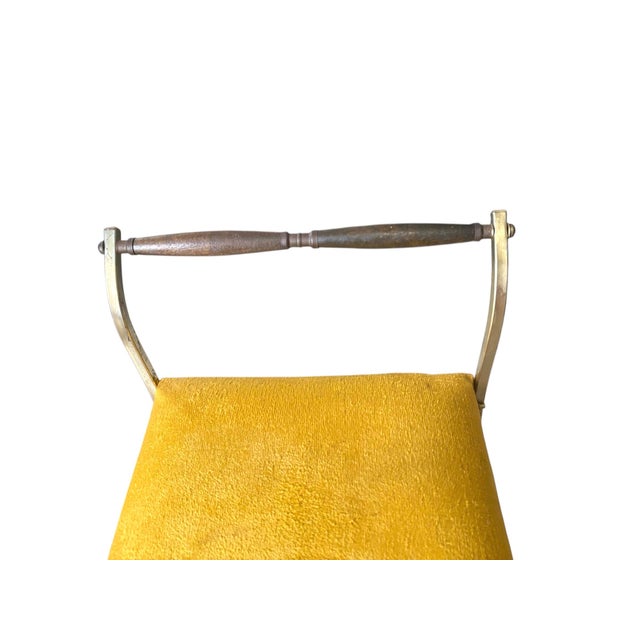 Mid 20th Century Hollywood Regency Vanity Stool Bench Mustard Yellow ...