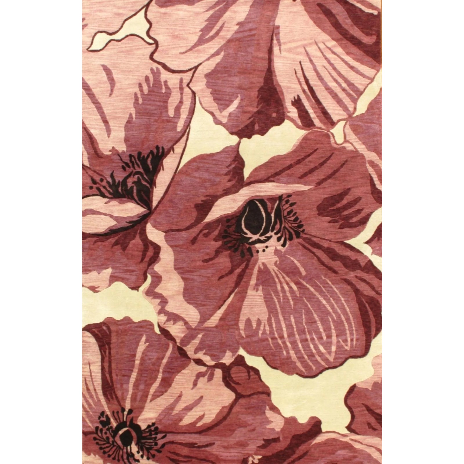 Rose Color Fine Hand Knotted Modern Rug 5' X 8' | Chairish