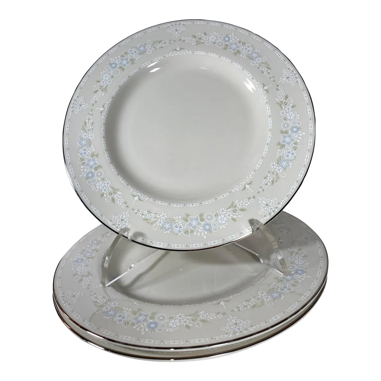 1990s Pickard Hand Decorated Serenity Dinner Plate - Set of 3, Blue ...