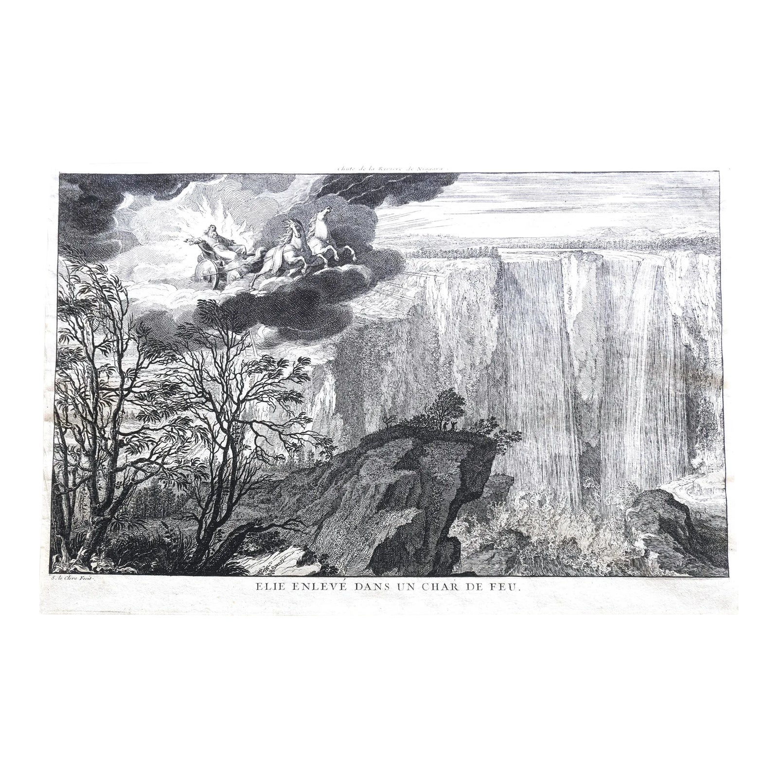 1706 Print by Sebastian Le Clerc - "Elie Carried Away in a Charriot of ...