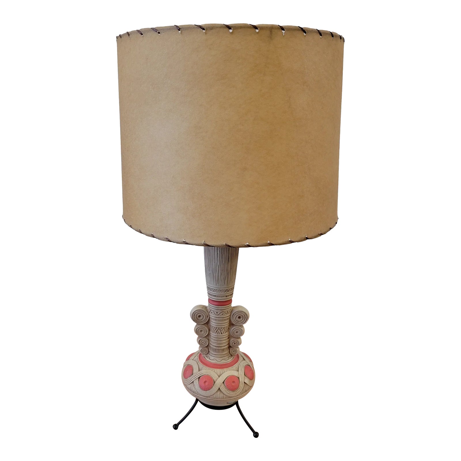 1960s Mid-Century Table Lamp Atomic Pottery and Metal | Chairish