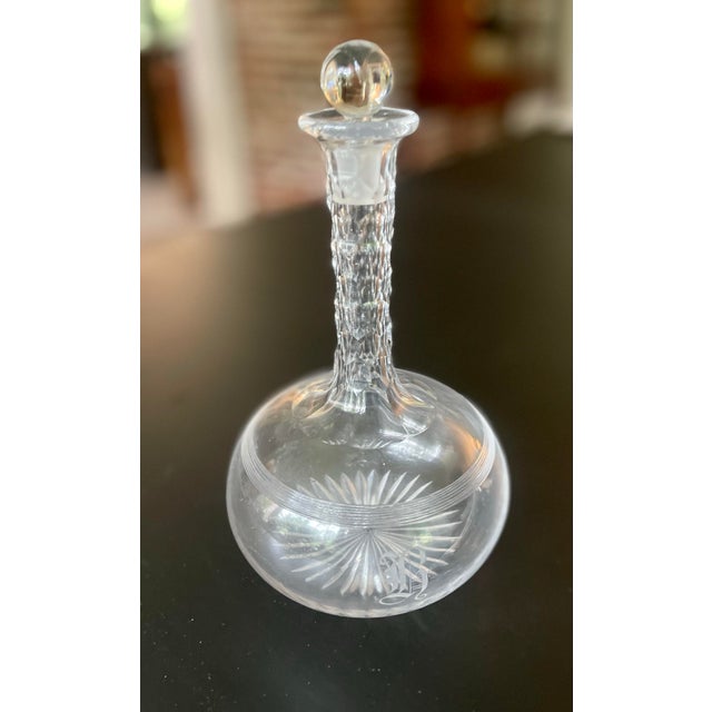19th C. English Victorian Crystal Decanter With B Monogram | Chairish