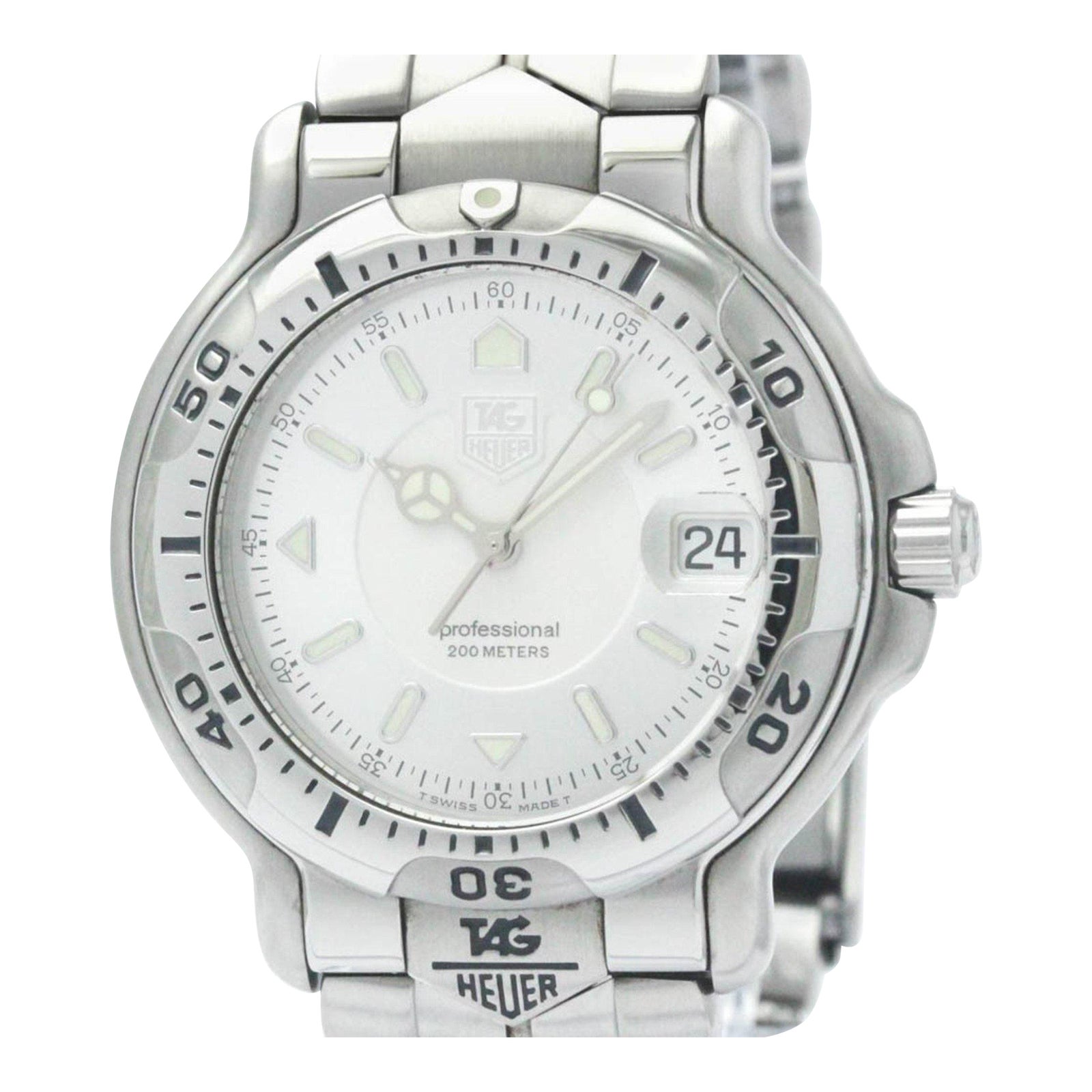 Tag Heuer Polished 6000 Pro 200M Steel Quartz Mid Size Watch Wh1113 ...