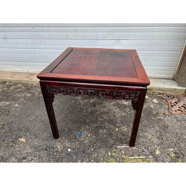 19th Century Antique Asian Hand Carved Rosewood Square Center Card ...