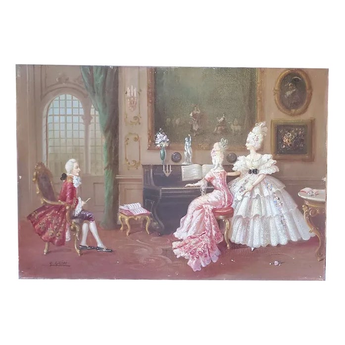 G. Guidi, Nobles in Interior Scenes, 1920s, Oil on Canvas | Chairish
