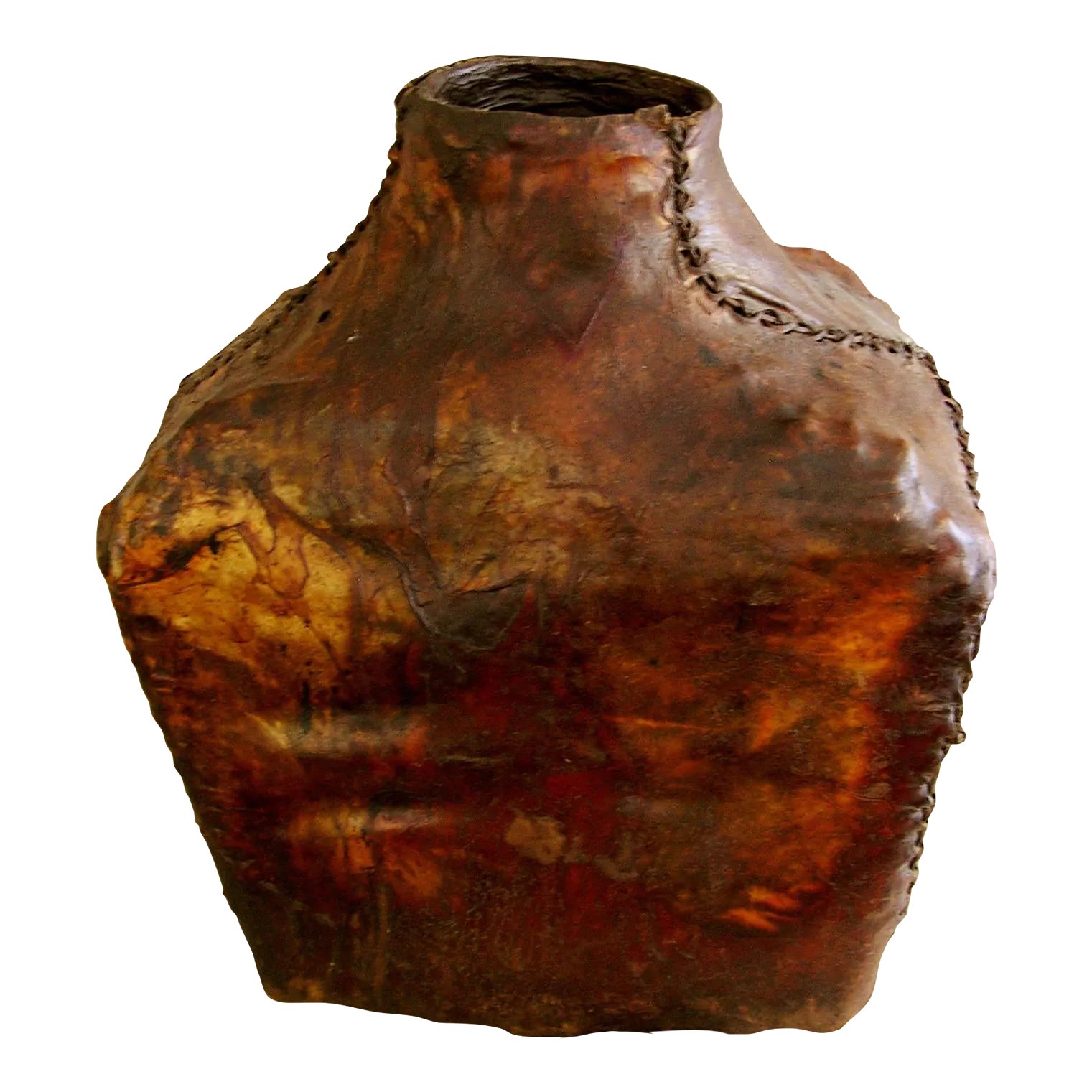 1940s Asian Antique Mongolian Leather Container | Chairish