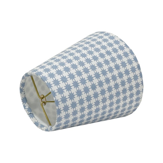 Light Blue Small Print Chandelier / Sconce Shade | Chairish