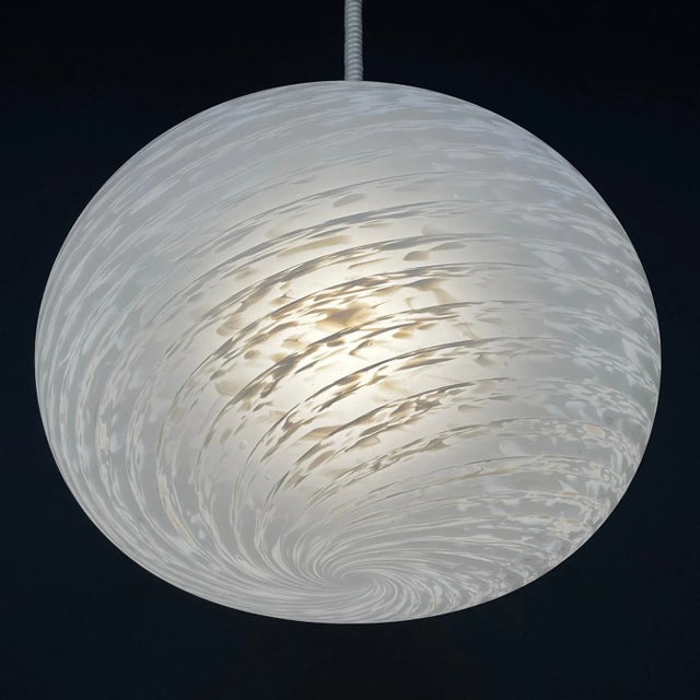 1970s Large Swirl Murano Glass Pendant Lamp Vetri Murano Italy | Chairish