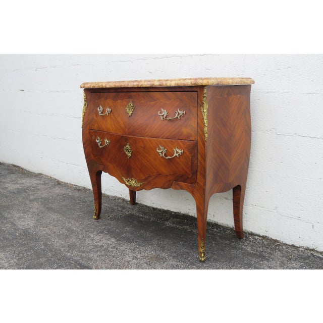 French Marble Top Bombay Serpentine Inlay Commode Dresser Bathroom ...
