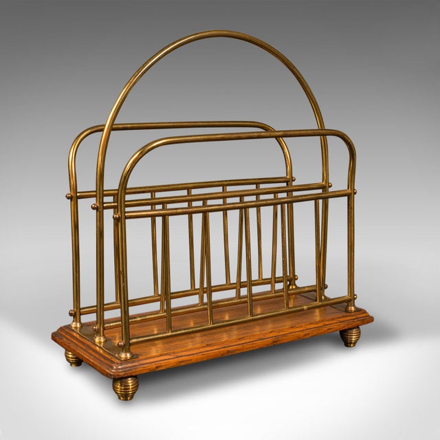 1880s Antique Victorian English Oak Newspaper Rack | Chairish