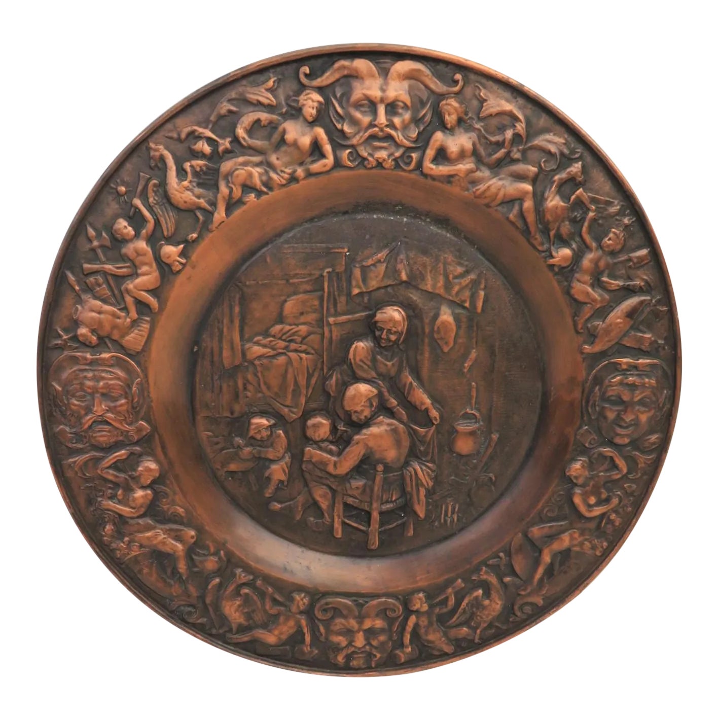 Victorian Figural Bronze Wall Plaque | Chairish