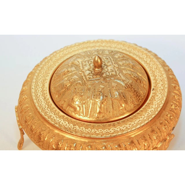 1960 Vintage Gold Tone Middle Eastern Moorish Roll Top Caviar Footed ...