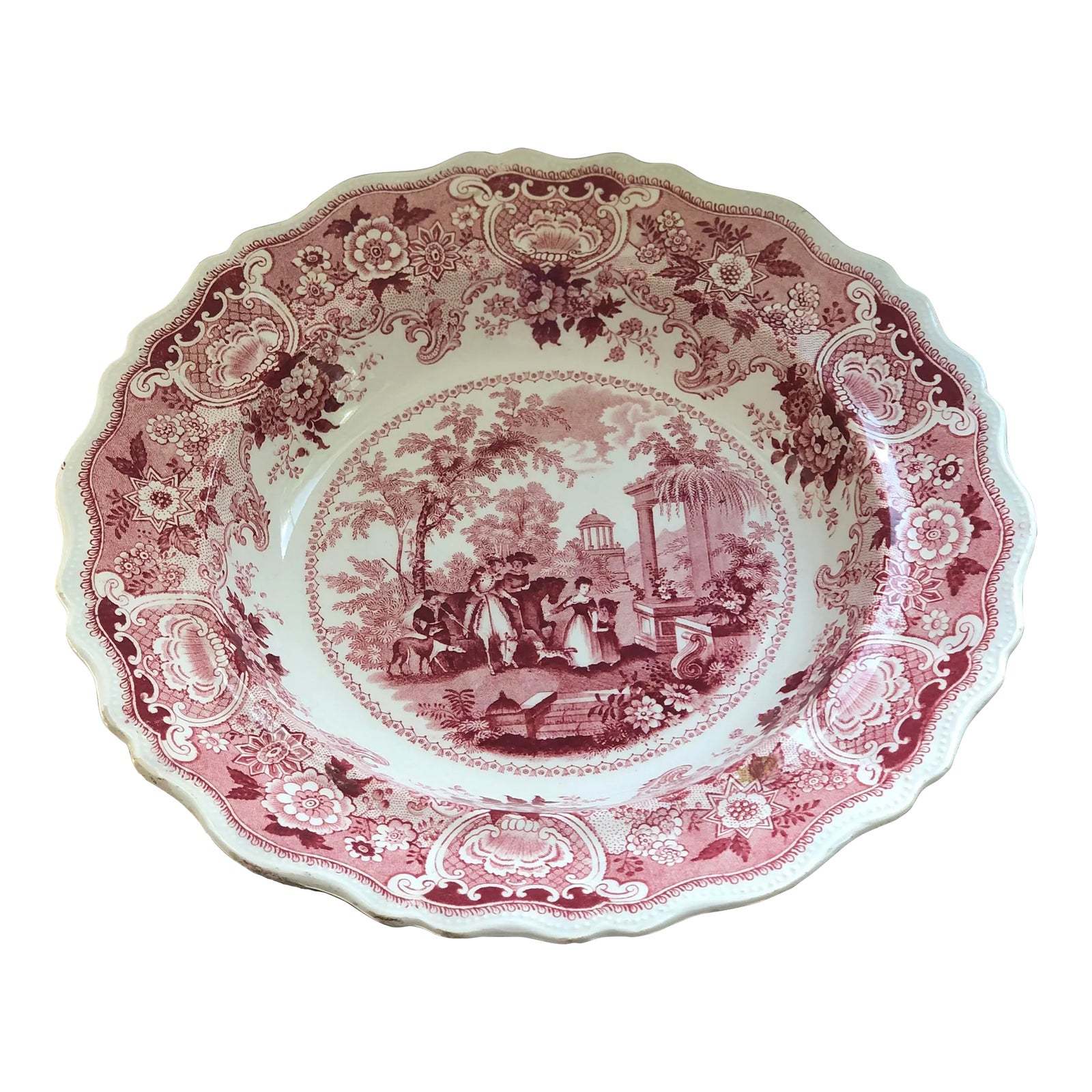 Antique Pink Staffordshire Transfer Plate in Andalusia Pattern-Adams C ...