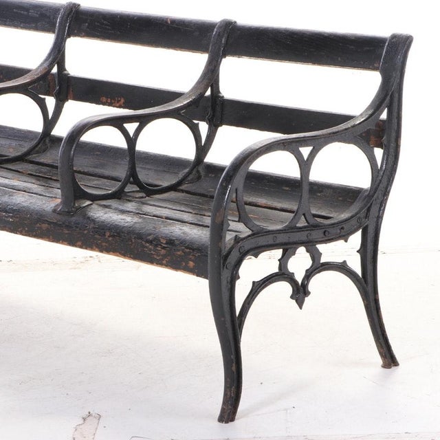 Antique Cast Iron and Ebonized Wood Train Station Bench | Chairish