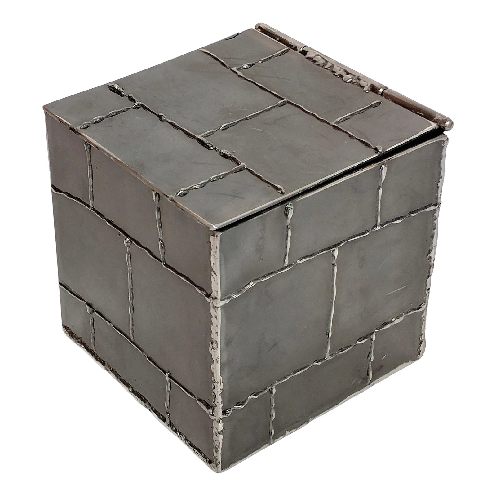 Brutalist Metal Box Hand Welded Box | Chairish