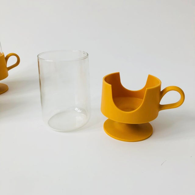 MCM Yellow Glass-Snap Mugs by Corning - Set of 4 | Chairish