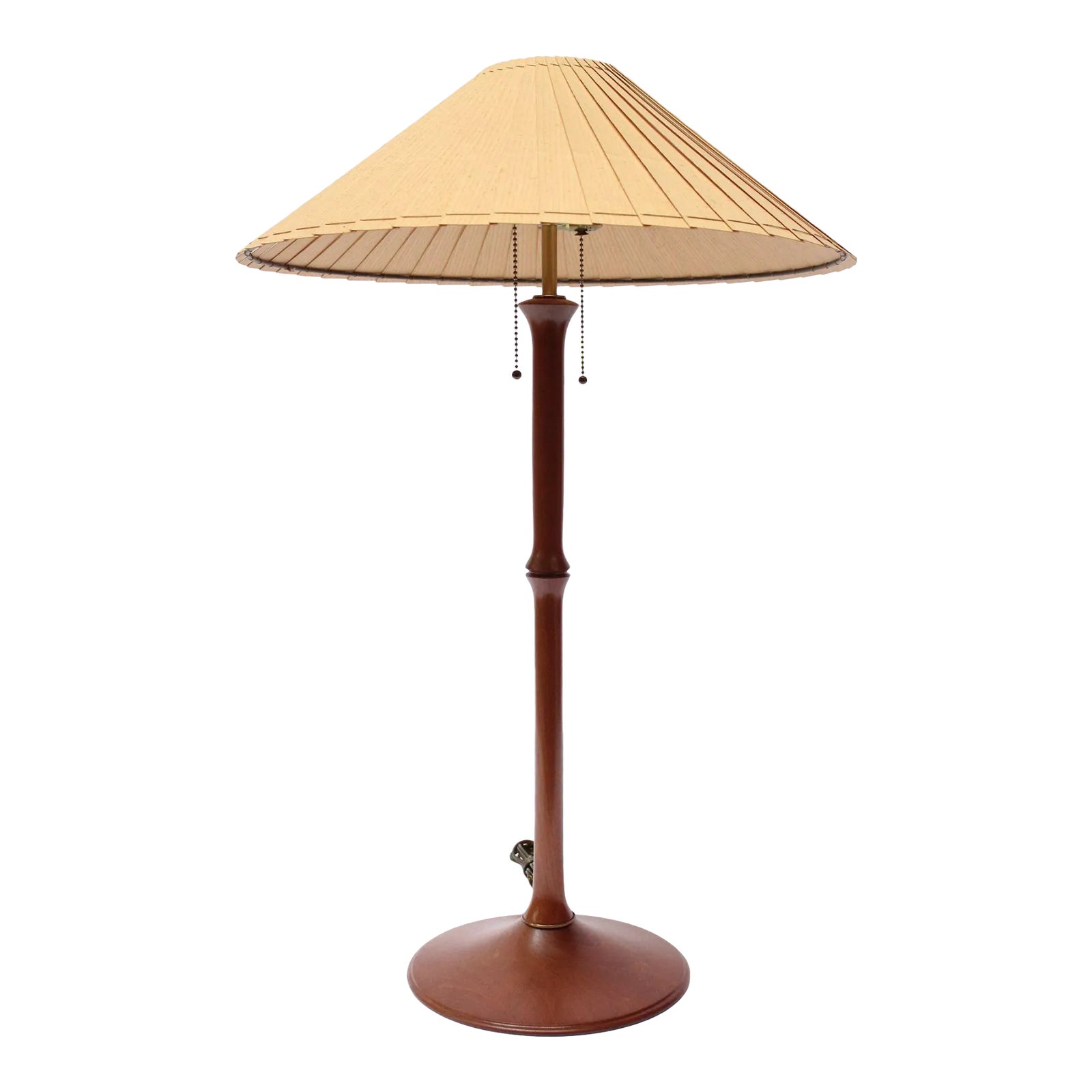 Studio Craft Sculptural Cherry Wood and Brass Table Lamp With Original ...
