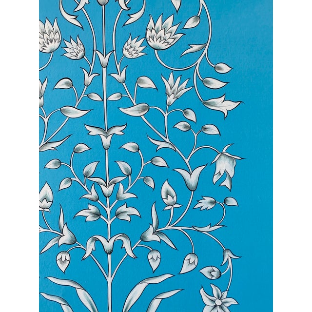 Original Hand-Painted Jaipuri Motif Painting in Blue & White | Chairish
