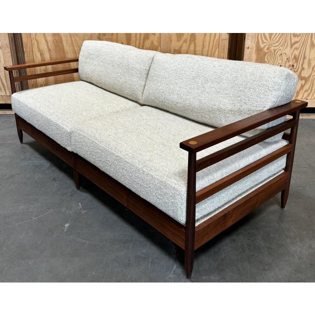 Natural Walnut Calvin Upholstered Sofa From the Madeline Stuart Collection Chairish