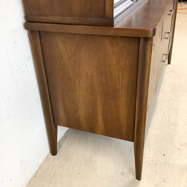Mid-Century Broyhill Sideboard With China Cabinet Topper | Chairish