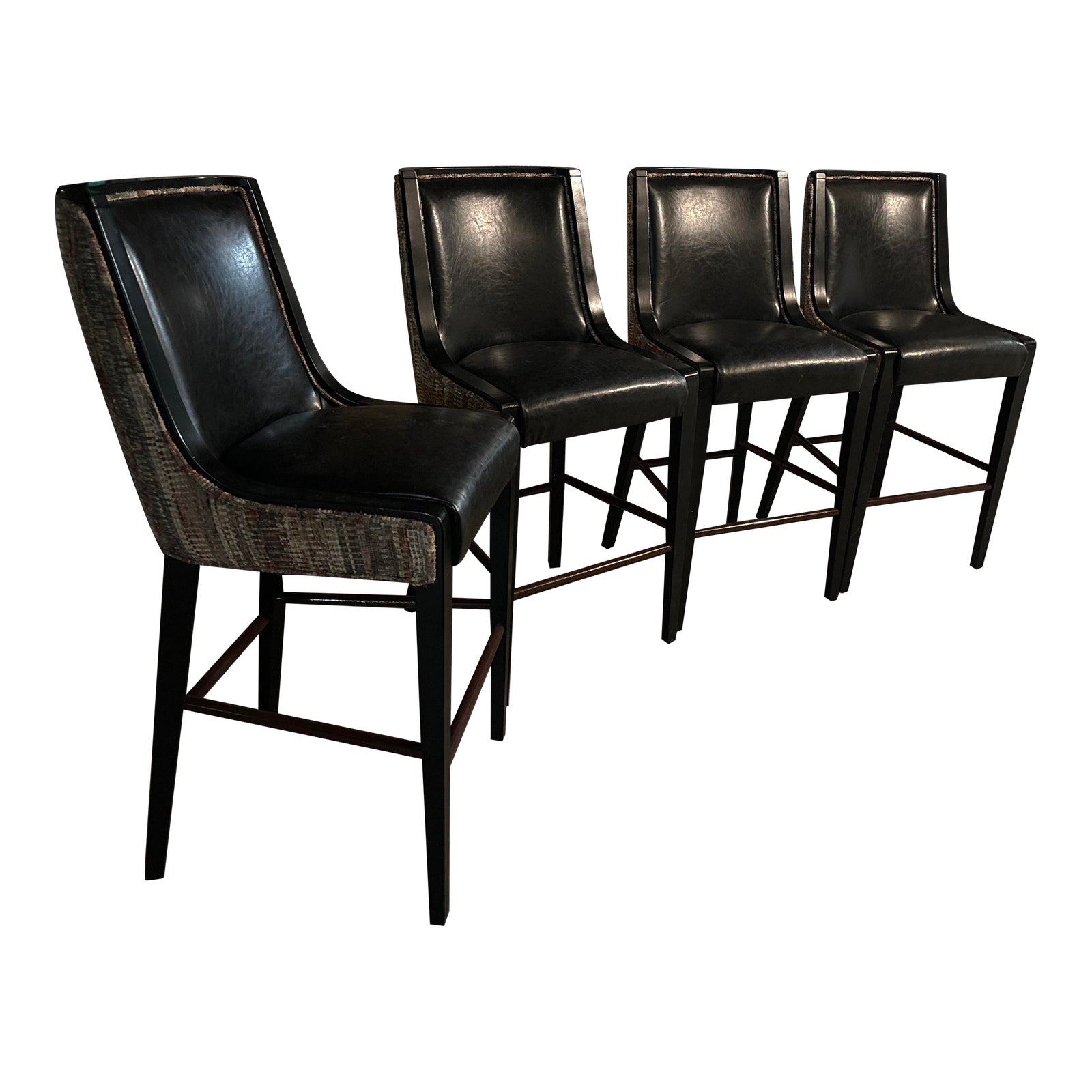 Shumachier and Serengeti Leather and Tweed High End Bar Stools - Set of ...