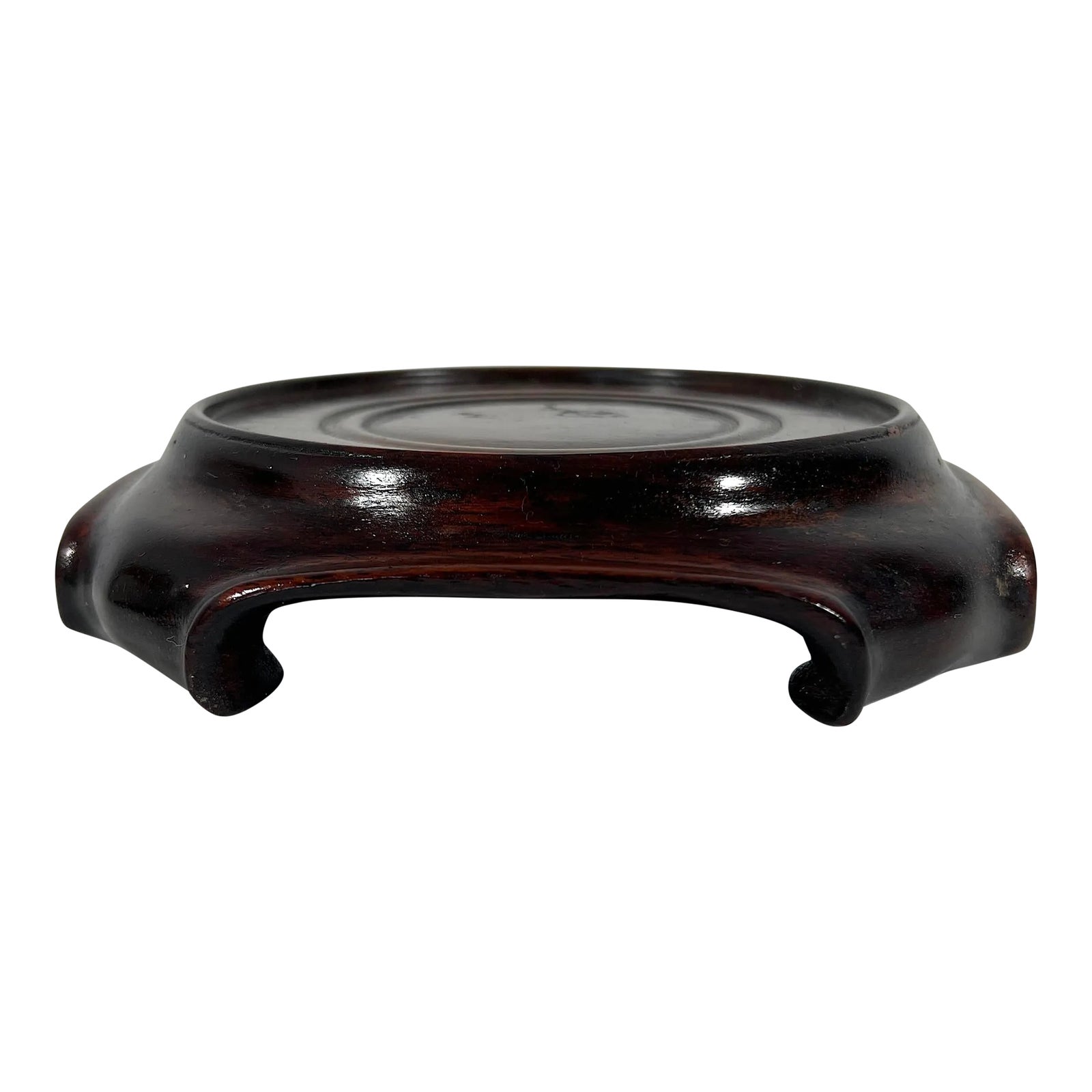 Vintage Hong Kong Ming Style Scroll Foot Rosewood Display Stand (3.75 ...