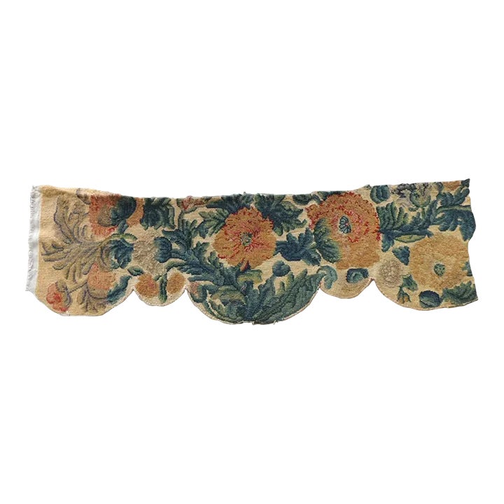 Green and Gold Floral Tapestry Window Valance | Chairish