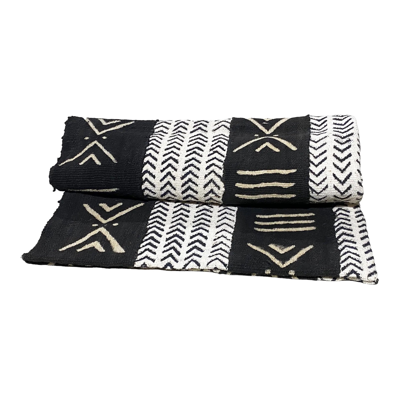 African Black and White Mud Cloth Textile Mali 62" by 36" | Chairish