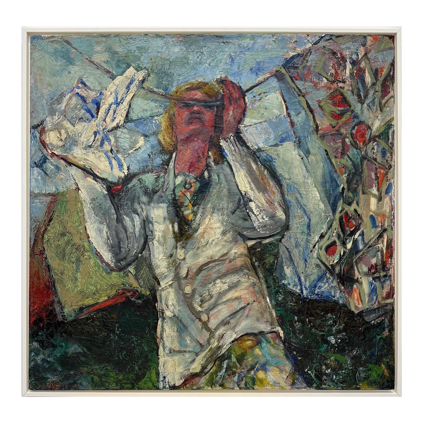 1950s Mid-Century Over-Scale Abstract Oil Painting of a Woman, Newly ...