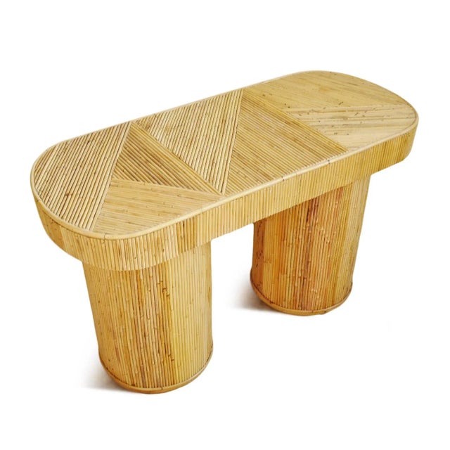 Deco Rattan Stick Console Table | Chairish