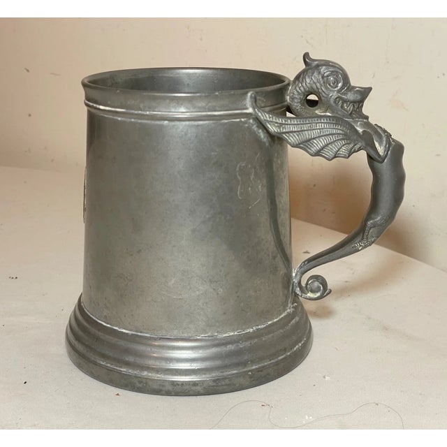 Antique 1932 Beer Stein Pewter Glass Copper Figural Griffin Dragon ...