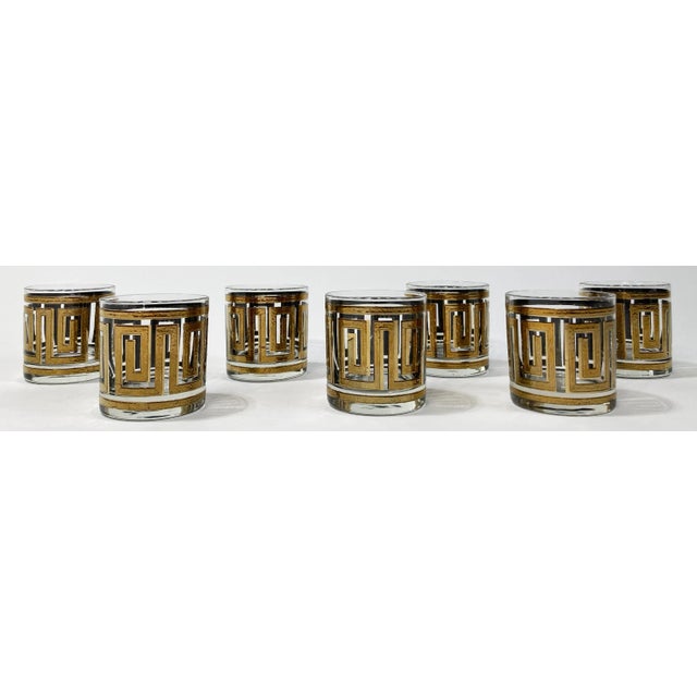 Vintage 22k Culver Ltd Greek Key Old Fashioned Glasses, S/7 | Chairish