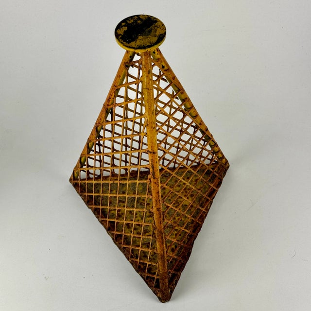 1970s Architectural Salvage Pyramid Metal Sculpture Cage in Rusty ...