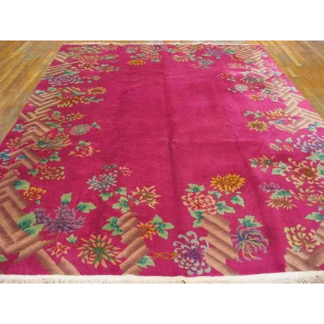 Antique Chinese Art Deco Pink Rug | Chairish